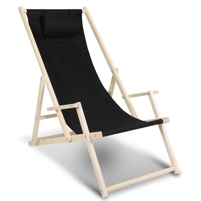 Chaise longue pliante en bois Chaise de plage Chilienne noir Avec mains ...