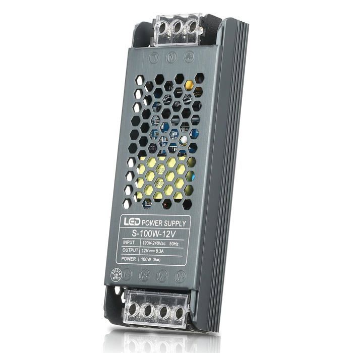 Transformateur 12V 100W, Alimentation 12V AC 220V vers DC 12V 8.3A ...