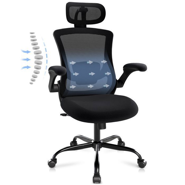Fauteuil de bureau ergonomique COLAMY - Dossier haut, réglable en ...