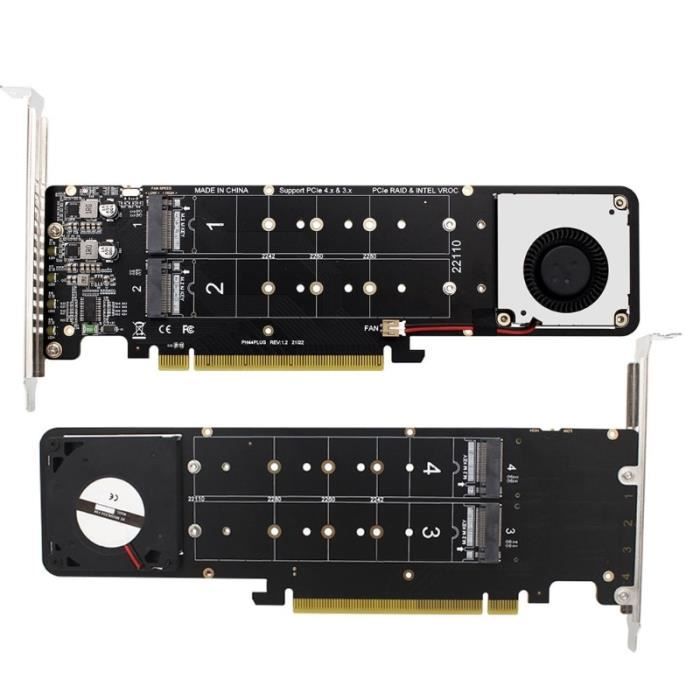 Carte'extension NVMe SSD vers PCIe 4.0x16, adaptateur RAID à 4 Ports ...