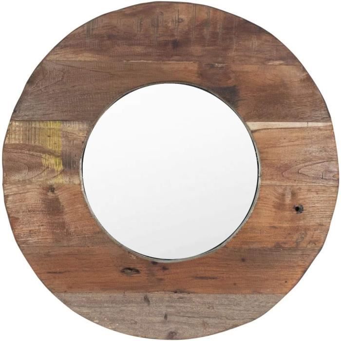 Miroir Rond, Collection Bois Naturel, Diam 60 Cm - Cdiscount Maison