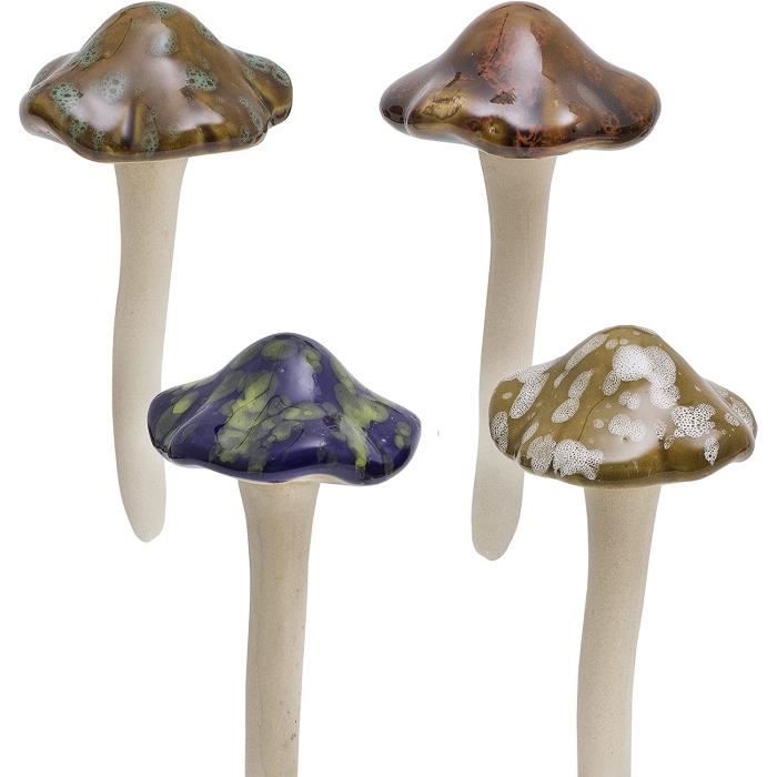 Lot de 4 statues de jardin en forme de champignon en céramique réaliste ...