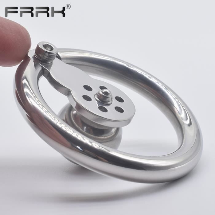 (FRRK-110-45mm)Cage de chasteté inversée en acier inoxydable, anneau de pénis négatif BDSM ...