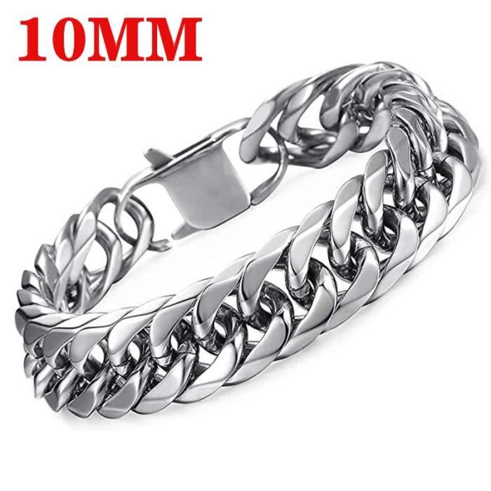HNSP Bracelet en acier inoxydable de 8MM 14MM d39épaisseur pour Homme chaîne à main pour Homme ...