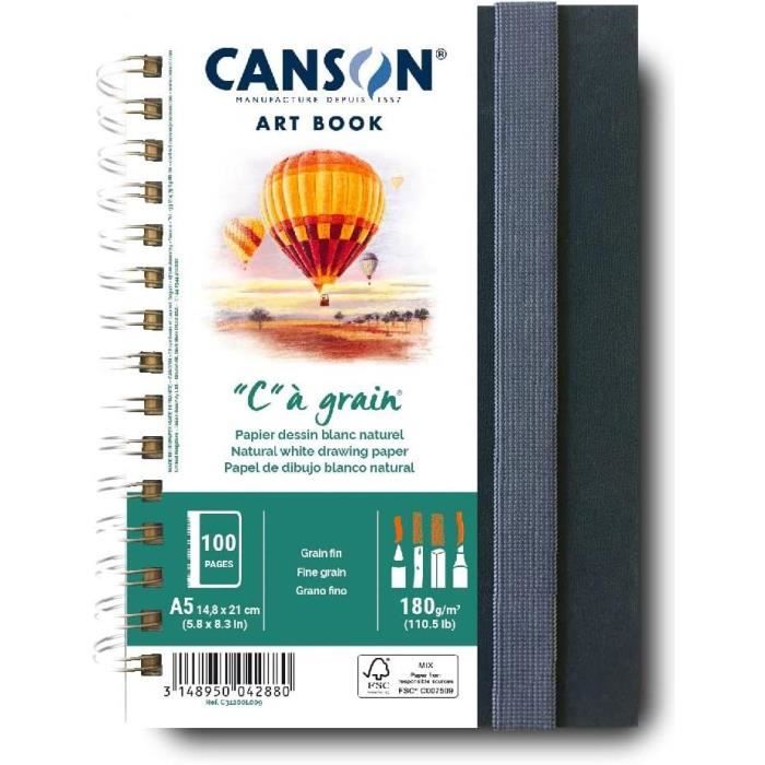 Carnet de croquis ART BOOK C à grain - CANSON - A5 Blanc 180g - 50 ...