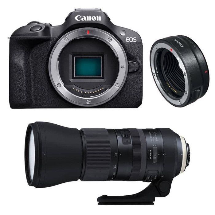 Canon appareil photo hybride eos r100 + sp af 150-600mm f/5-6.3 di vc ...