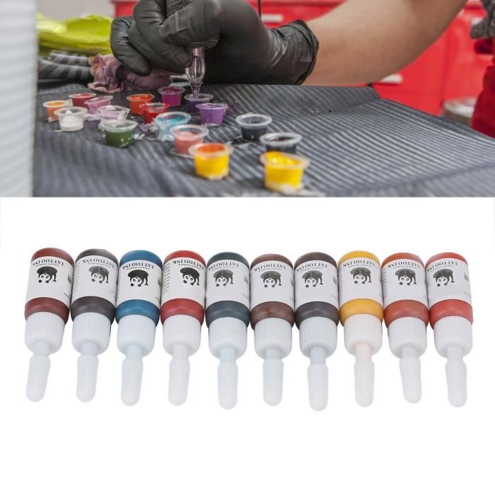 GUE® Kit d'encre de tatouage 10 pcs 5 ml peau corps Art tatouage encre ...