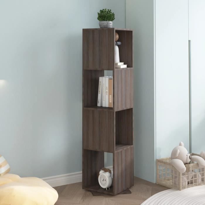 BIBLIOTHEQUE - Armoire rotative Gris et chêne 34,5x34,5x147,5 cm ...