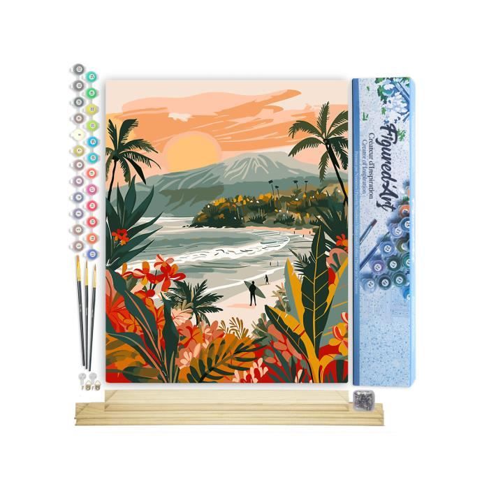 Figured'Art Peinture par Numéro Adulte Plage tropicale - Kit DIY Numéro ...