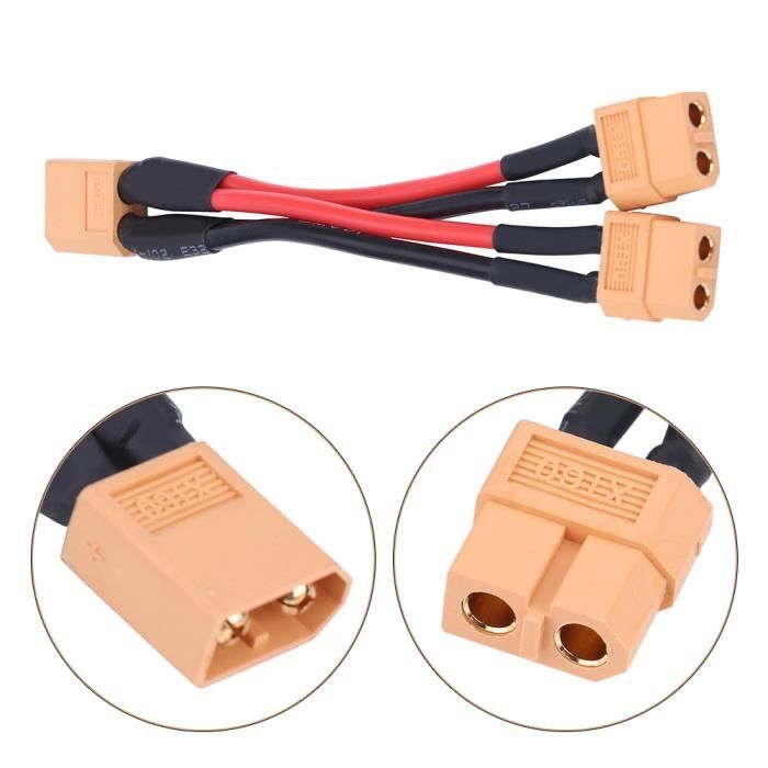 KIMISS Adaptateur de connecteur de batterie parallèle XT60 Câble 14AWG pour RC Lipo 1 mâle à 2 ...