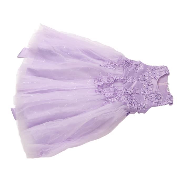 Robe de princesse fille - YOSOO - YS002 - Col rond - Paillettes - Blanc ...