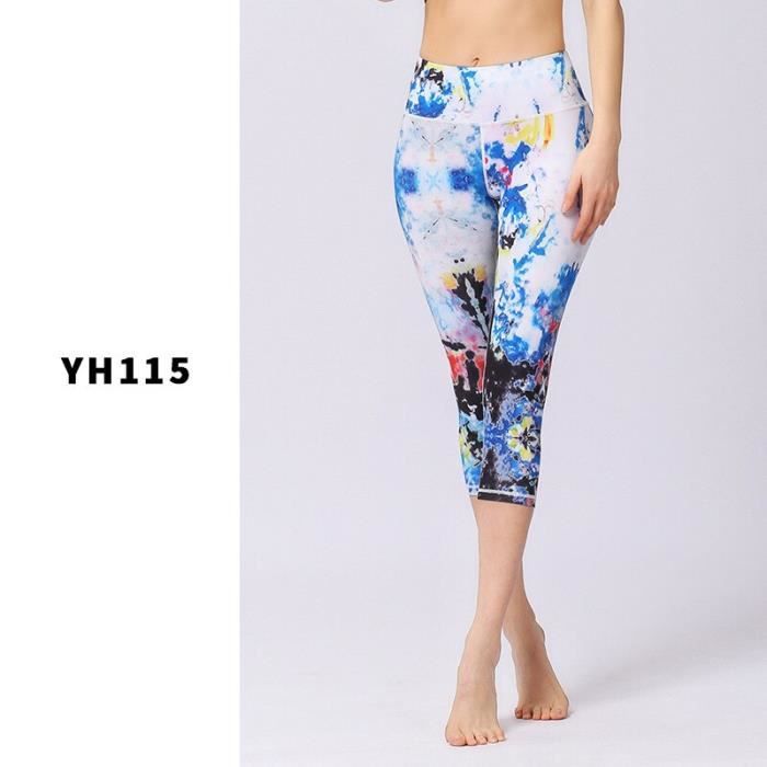 Pantalon de sport,Leggings de Yoga imprimés, taille élastique, pantalon Capri, sans couture ...