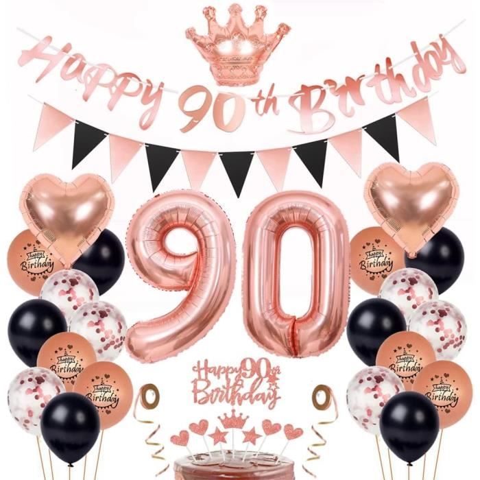 Décoration 90 Ans Anniversaire Femme, Ballon 90 Ans Anniversaire Or ...