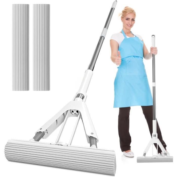 Balai serpillère télescopique en acier inoxydable avec 4 têtes en ...