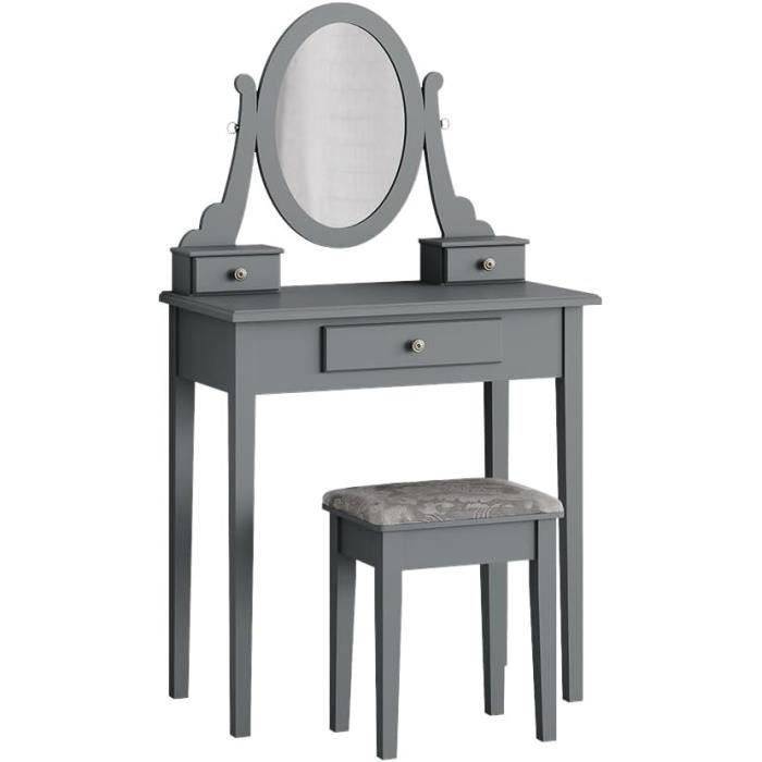 Vicco Coiffeuse Annie, Gris, 75 cm avec Tabouret21 - Cdiscount Maison