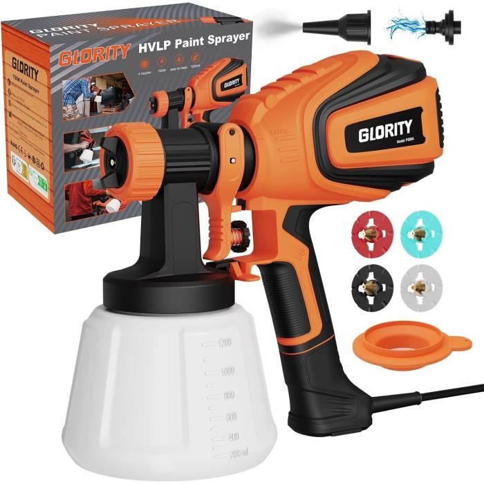 GLORITY Pistolet a Peinture, 700W HVLP avec raccords de Nettoyage et de ...