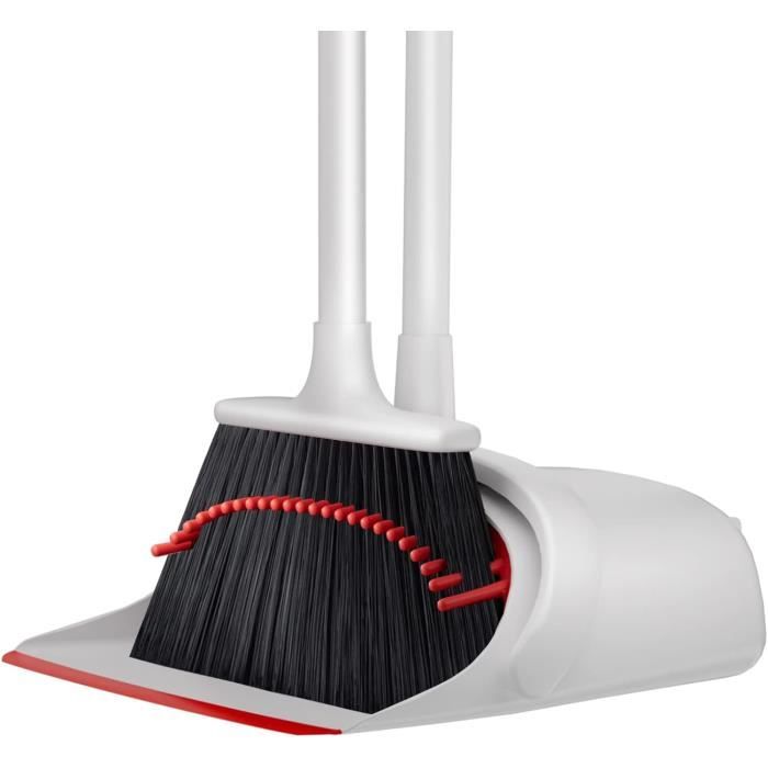 Ensemble balai et pelle à balayette, balai extensible avec tige, pelle à poussière avec dents de ...