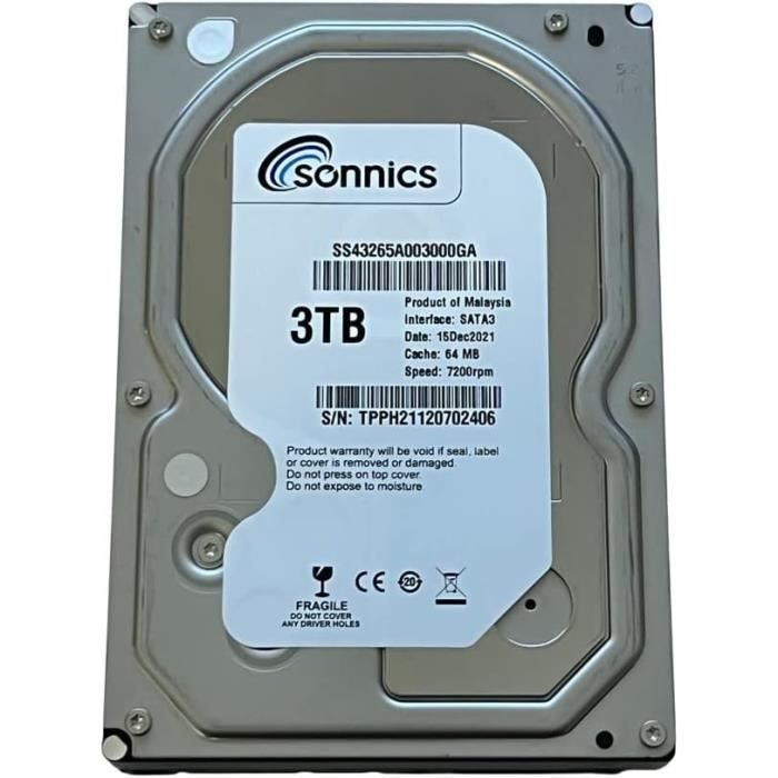 Sonnics 3.5 "SATA Disque Dur 7200RPM Bureau PC-Surveillance Stockage ...