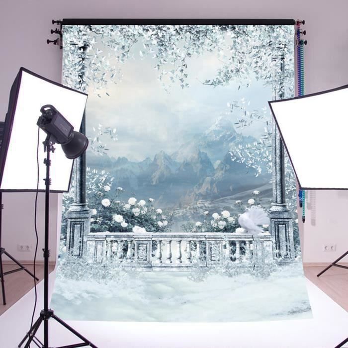 Toile de Fond Backdrop Tissu 90x150cm Neige Balcon Blanc Photographie ...
