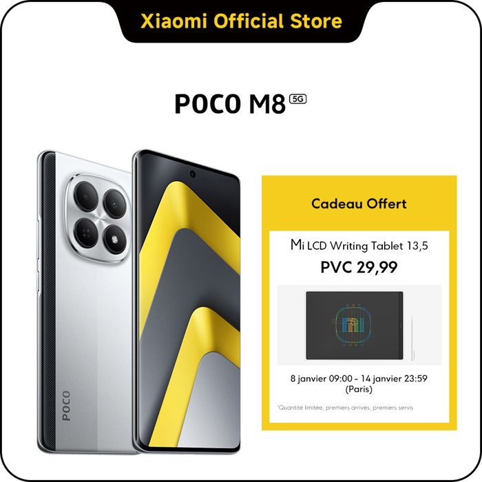 POCO M8 5G Argent 8 GO + 256 GO Snapdragon® 6 Gen 3 - Cdiscount Téléphonie