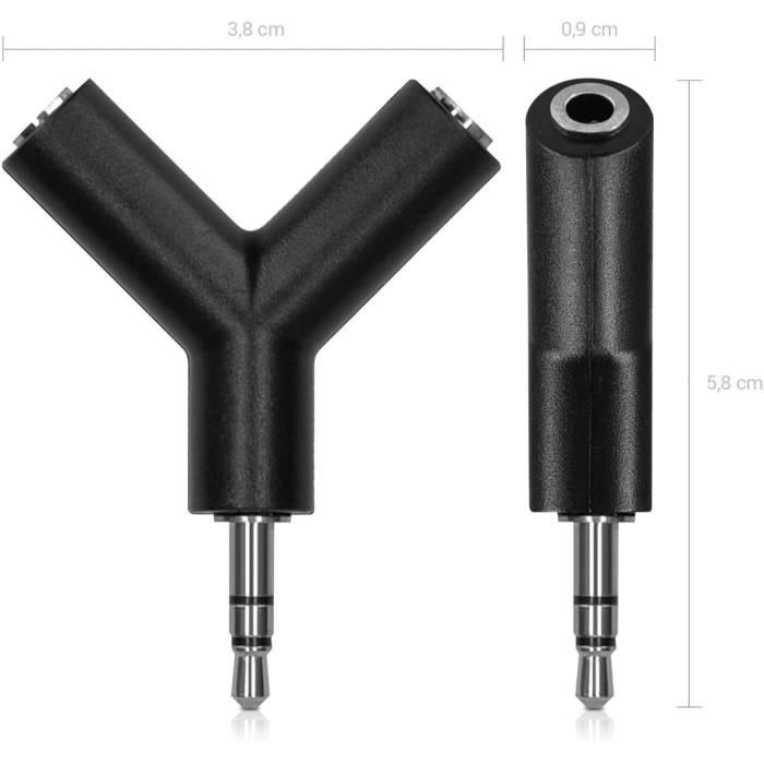 AJW-Adaptateur Casque Double Prise Jack - Splitter Audio Jack 3.5 mm ...