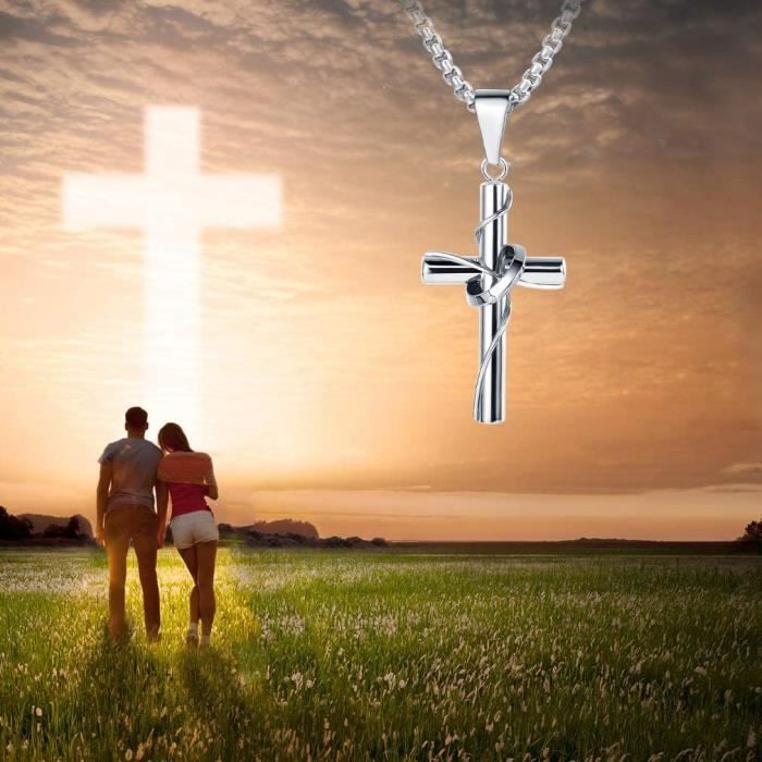 FaithHeart Croix Chretienne-Chaîne avec Croix Jesus Christ Pendentif ...