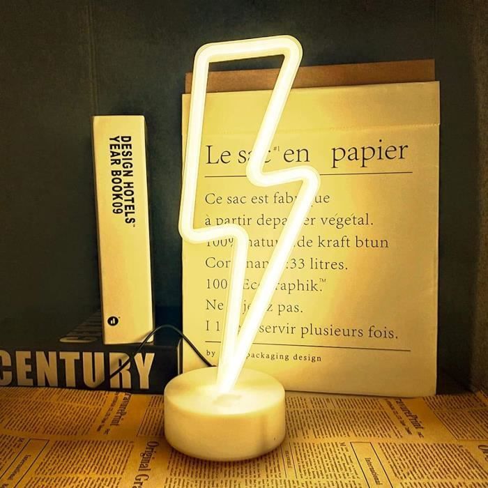Lampe Led Néon, Éclair Enseigne Lumineuse Au Néon Veilleuse Nuit Signes Usb-Néon À Piles ...