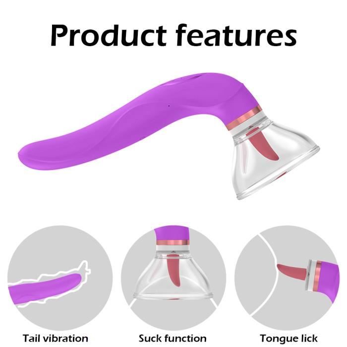 Gode Vibrateur pour Femme, Succion de Mamelon, Jouet Sexuel pour Adulte, Léchage Effet Langue ...