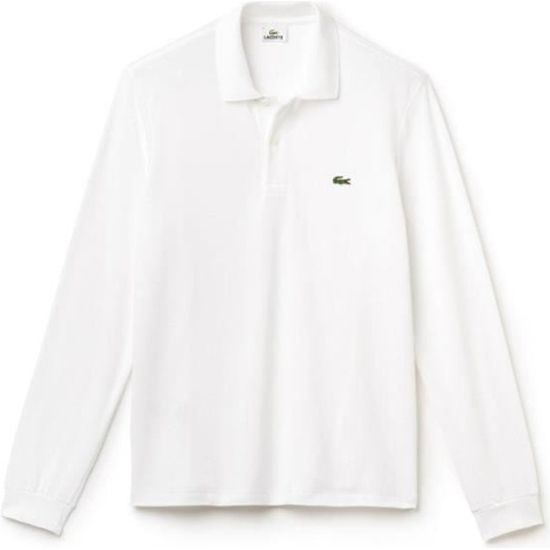 Polo Lacoste uni manches longues L1312 001 blanc. Blanc Cdiscount Pret a Porter