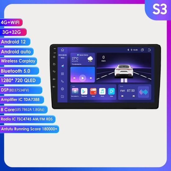 3+32G Lecteur multimédia de voiture Android pour Audi A4 2000-2009 S4 B6 B7 RS4 RS4 GPS Navi ...