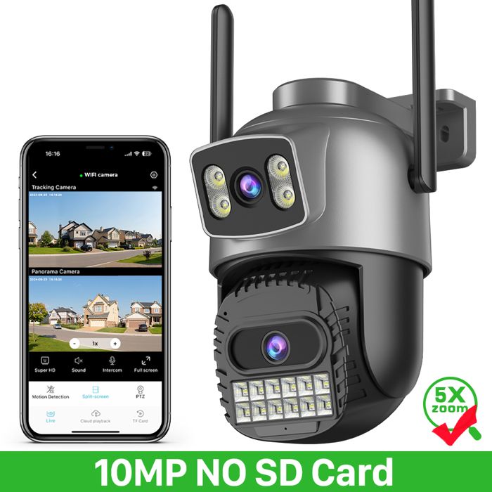 Caméra Wifi 10MP 10K PTZ, quatre objectifs, Zoom 10X, caméra de ...