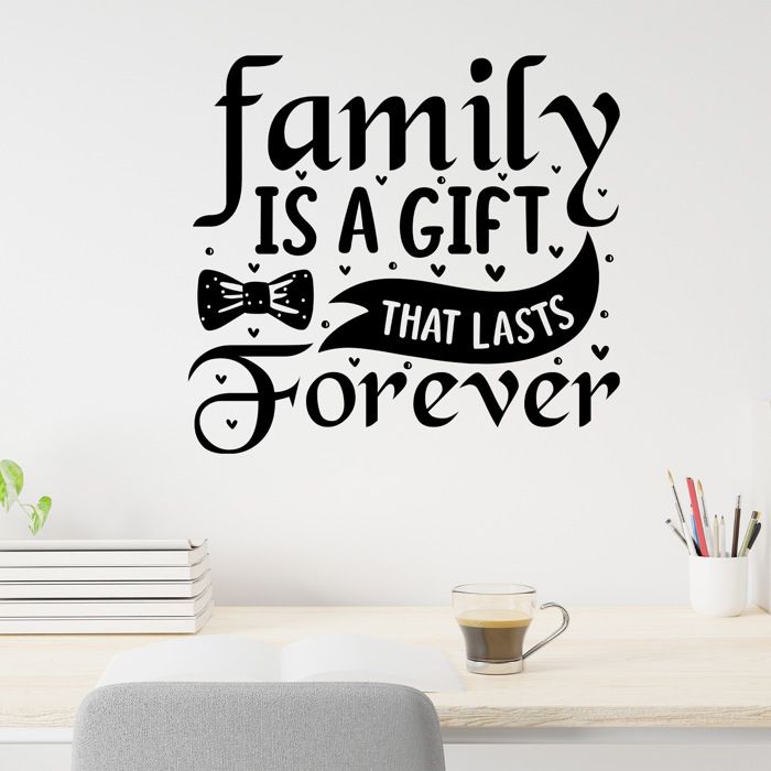 Sticker mural « La famille est un cadeau éternel », citation inspirante ...