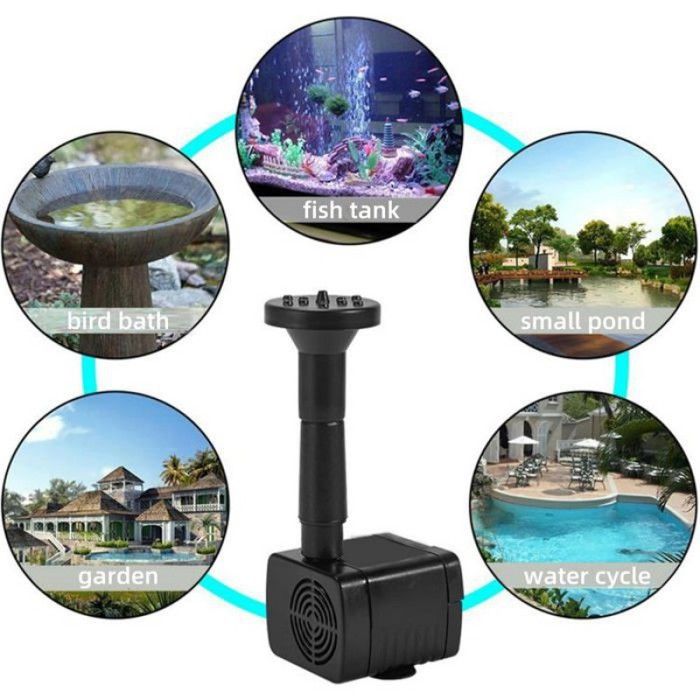 Pompe solaire pour bassin 1,5 W, fontaine solaire d'extérieur avec 6 ...