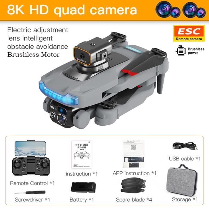 8K Brushless Gris-Drone P15 RC professionnel 8K 5G GPS avec caméra HD, moteur sans balais, FPV ...