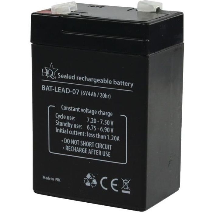 Batterie au plomb acide - ALPEXE - 6V-4Ah - Noir - Sans entretien ...