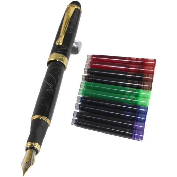 450 Normal Nib Fountain Pen White Line With 5 Color Ink Cartridges ...