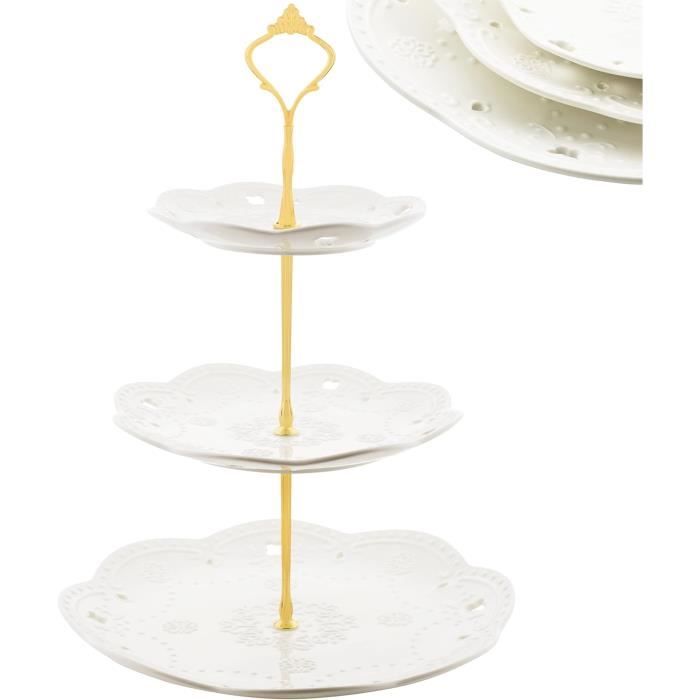 Présentoir À Gâteaux Rond En Porcelaine Avec 3 Étages Et Fixations ...