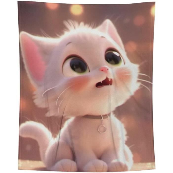 Couverture Plaid Chat Mignon,Très Doux,Douillette,Moelleux,Chaud ...