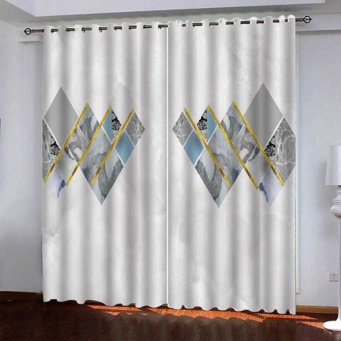 Rideau Thermique Isolant Anti Froid 3D Art Géométrique Gris Motif ...
