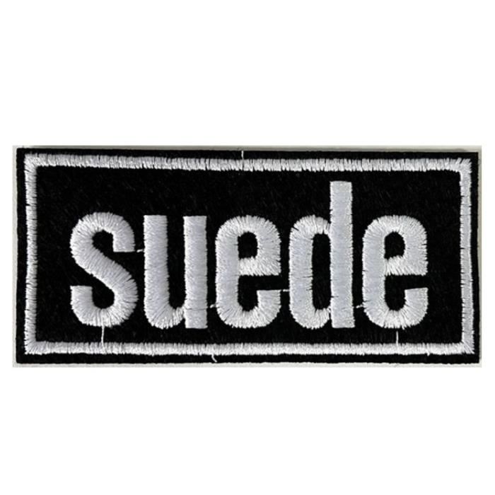 Patch Suede Noir Blanc 9.5 x 4.5 cm - Ecusson Thermocollant Groupe Rock ...