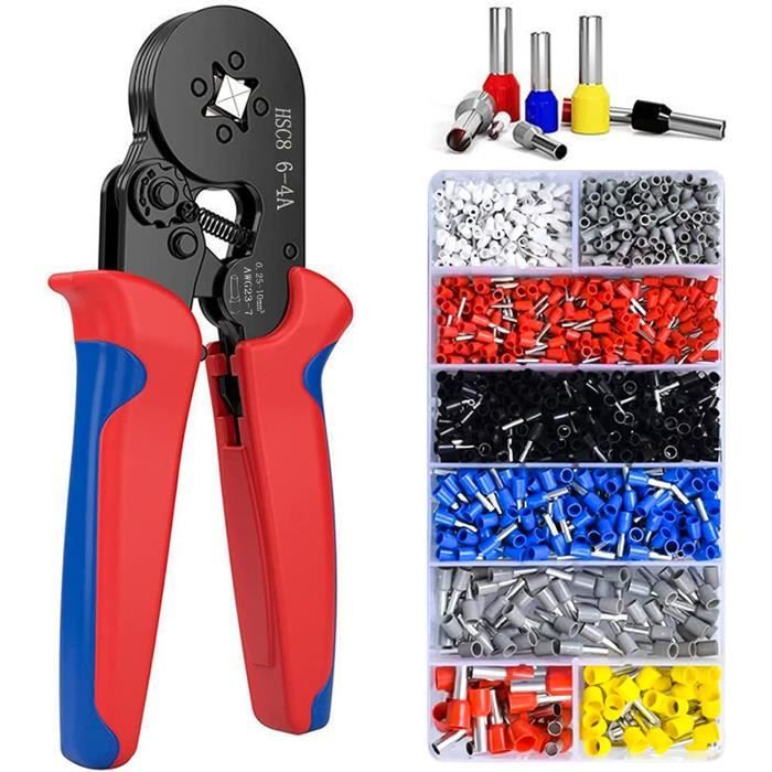 Pince à Sertir Kit, Embout de Cablage Outil de Sertissage Cosse Electriques à Sertir 1200 Cosses ...