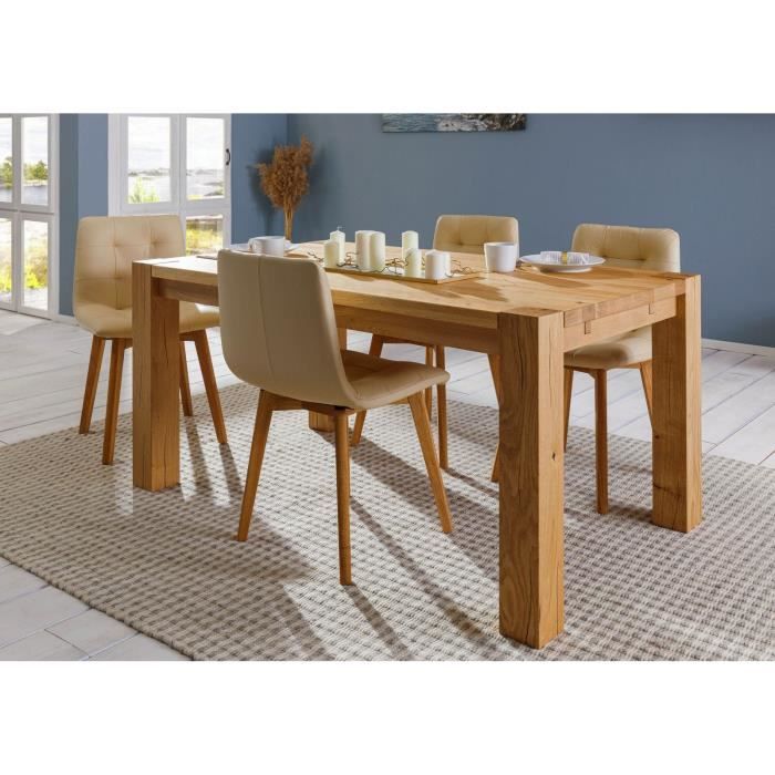Table à manger - Bois massif de chêne sauvage - 220x100 cm - Bois ...