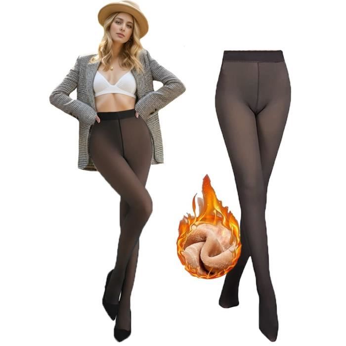 Collant Chaud en Polaire Hiver pour Femme, Leggings Taille Haute Thermique,translucides-220g, (0 ...