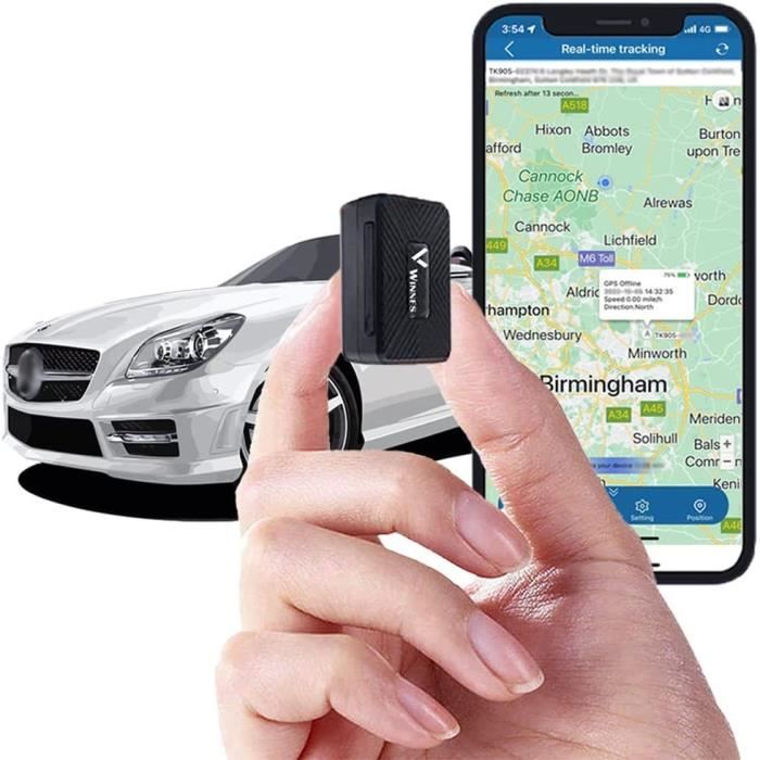 Mini Traceur GPS Tracker Sans Abonnement avec Mic Traqueur Magnetique pour Voiture Valise Moto Velo Bagage Localisateur GPS TK913