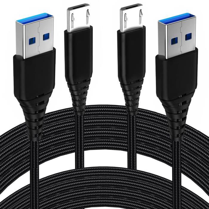 Câble Micro Usb 2M+2M,2.4A Cable Micro Usb Charge Rapide Chargeur Pour ...