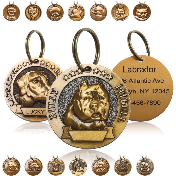 FYNIGO Medaille Chien Chat avec Gravure Personnalisée,Alliage de zinc ...