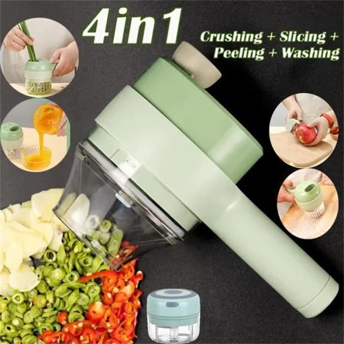 4 In 1 Handheld Electric Vegetable Cutter Set Durable Chili Crusher ...