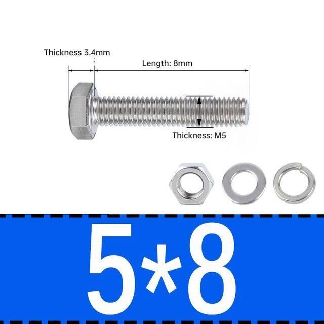 ECROU,M5--Jeu de vis hexagonales M2 M3 M4 M5 M6 M8 M10, boulons en acier inoxydable pour l ...