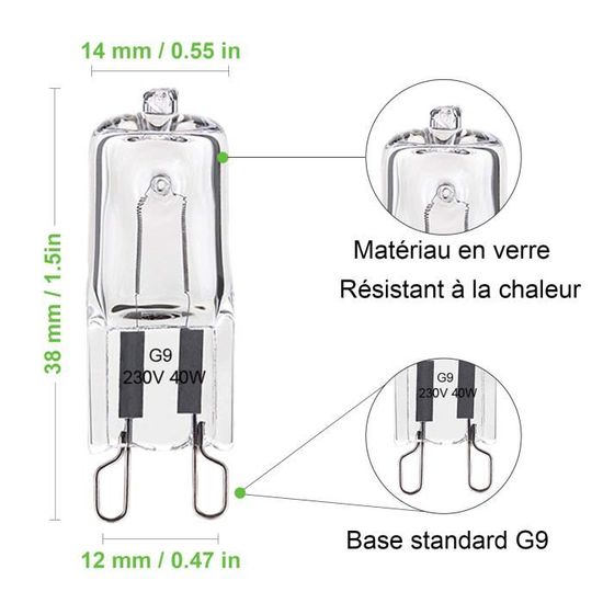 Kimjo Ampoule G9 40W , Ampoule Halogène G9 Dimmable Blanc Chaud, G9 Ampoules Capsule Filament ...