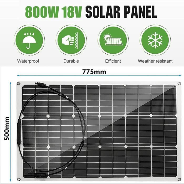 Kit de Panneau Solaire 800W 18V DIY Cellule Solaire en Silicium Monocristallin Étanche, Portable ...